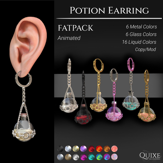 Second Life Marketplace - QUIXE - Potion Earring FATPACK